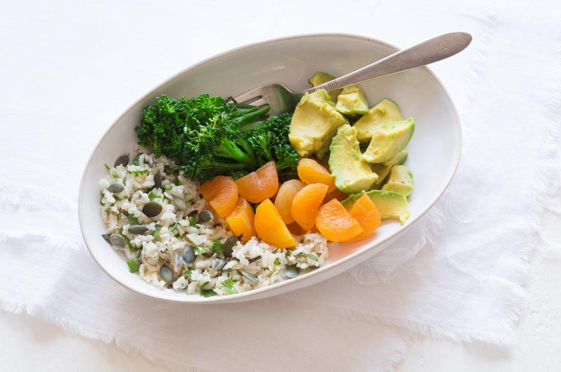 Brown rice salad with apricots recipe - Cecilia's Farm